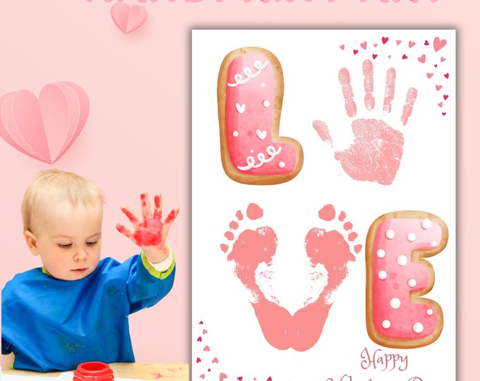 Valentine Day Handprint Printable Craft, Valentines Day Craft Activity ...