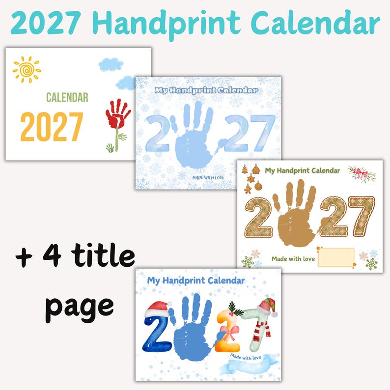 2027 Handprint Calendar | Handprint Craft Bundle | Memory Keepsake DIY ...
