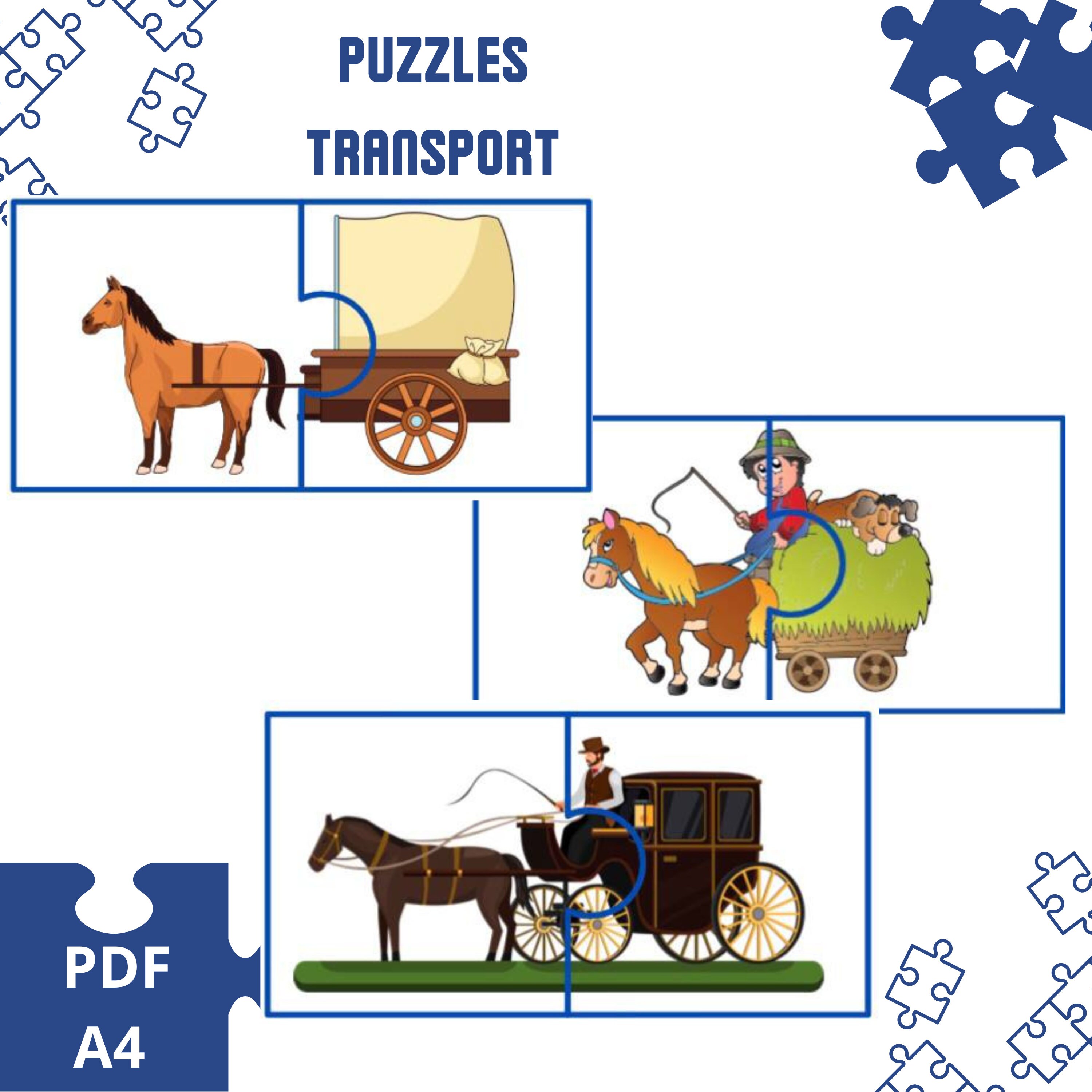 Puzzles for Kids "transport". A Game for Preschoolers. Digital Printing ...