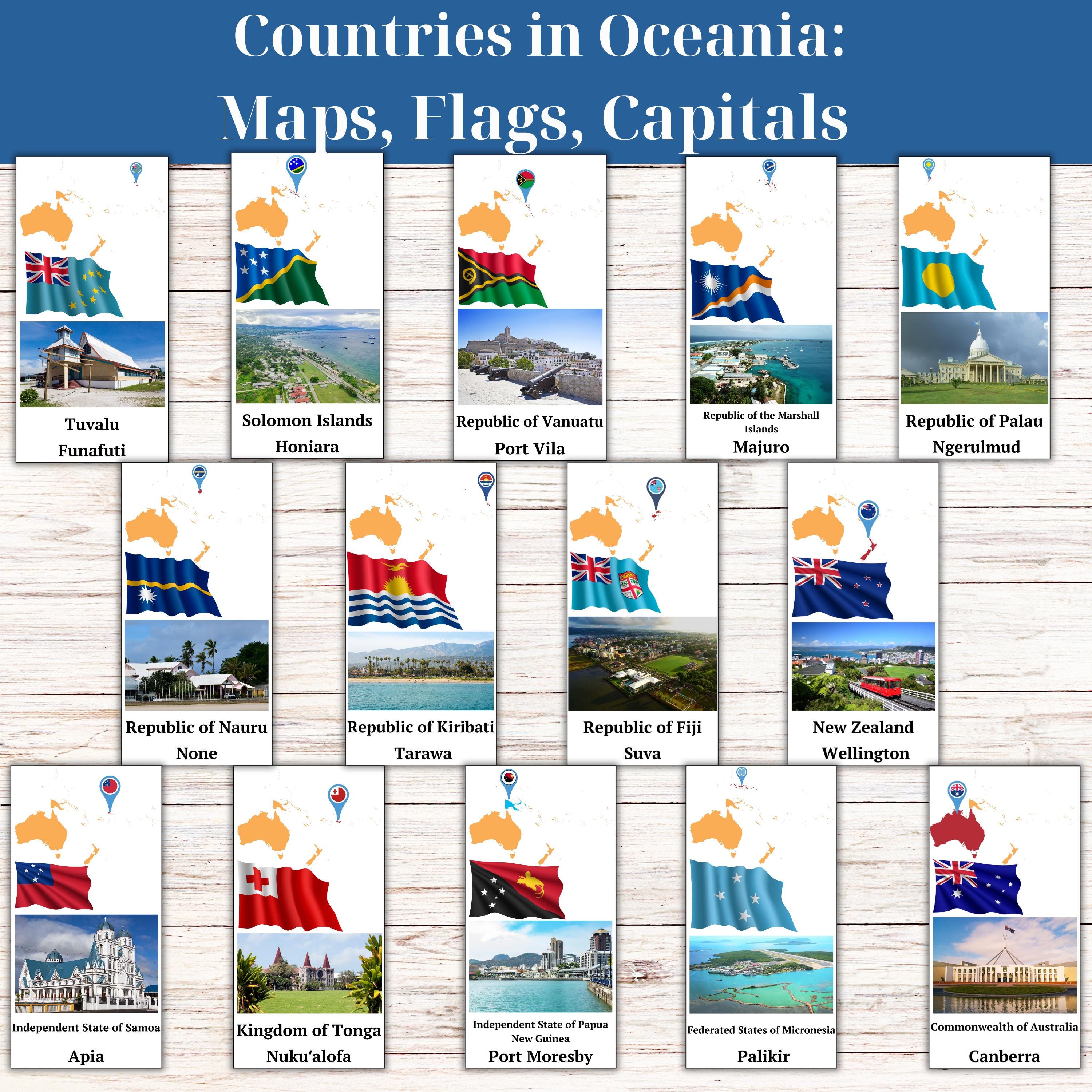 Explore Countries in Oceania: Fun Flashcards With Maps, Flags ...