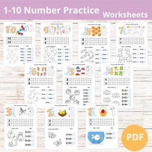 Worksheets Number Practice 1-10 Counting, Writing Kindergarten Addition ...