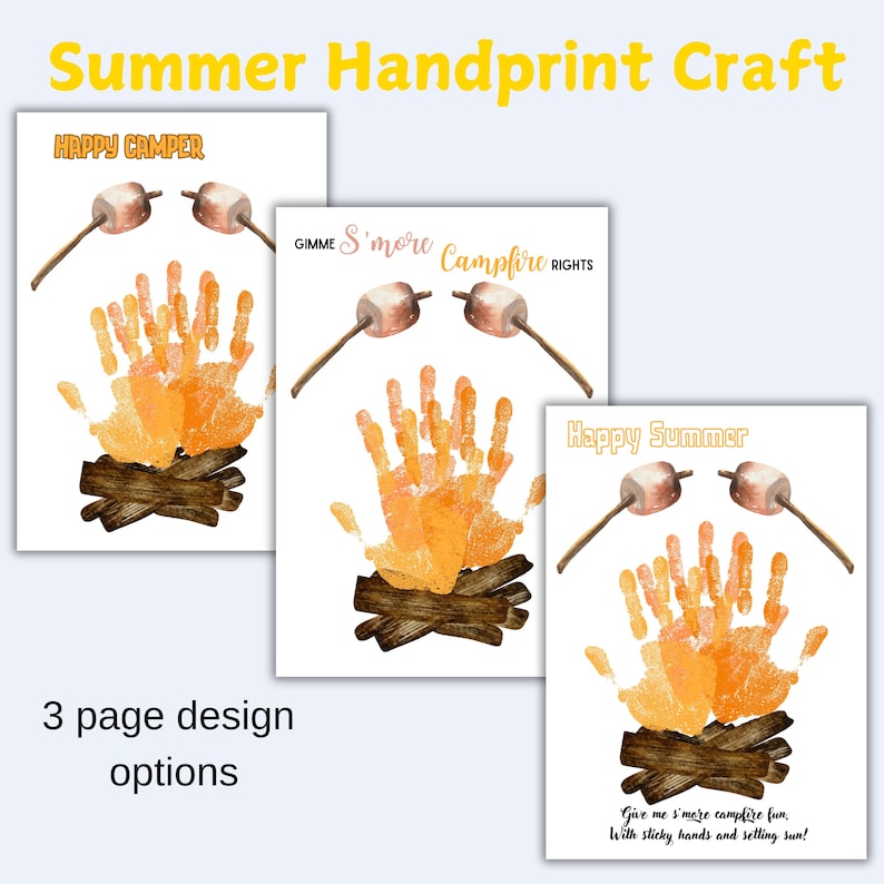 Campfire Handprint Art: Summer Kids Craft (digital Download) - Etsy