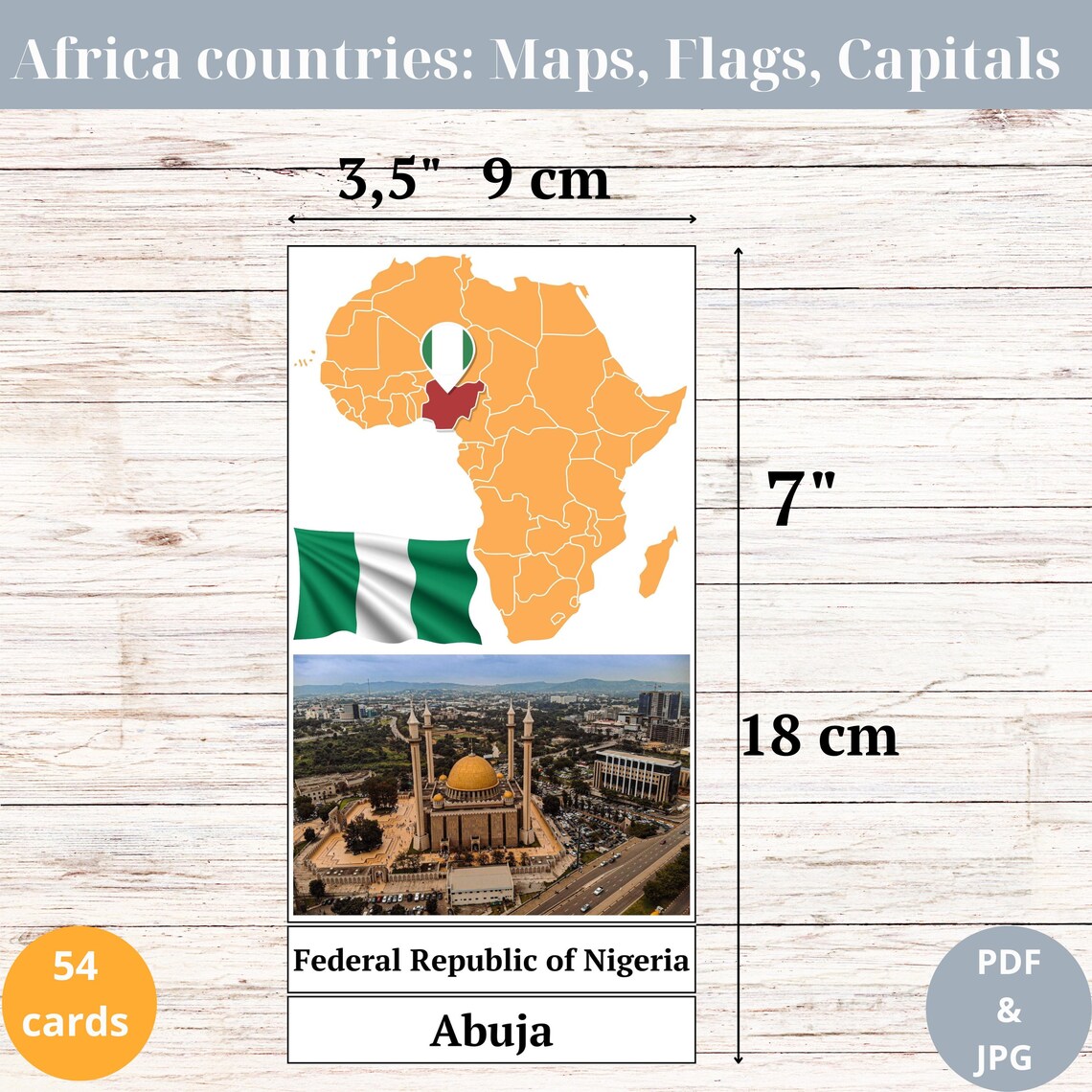 Africa Countries Flashcards: Maps, Flags, Capitals (PDF & JPG) - Etsy