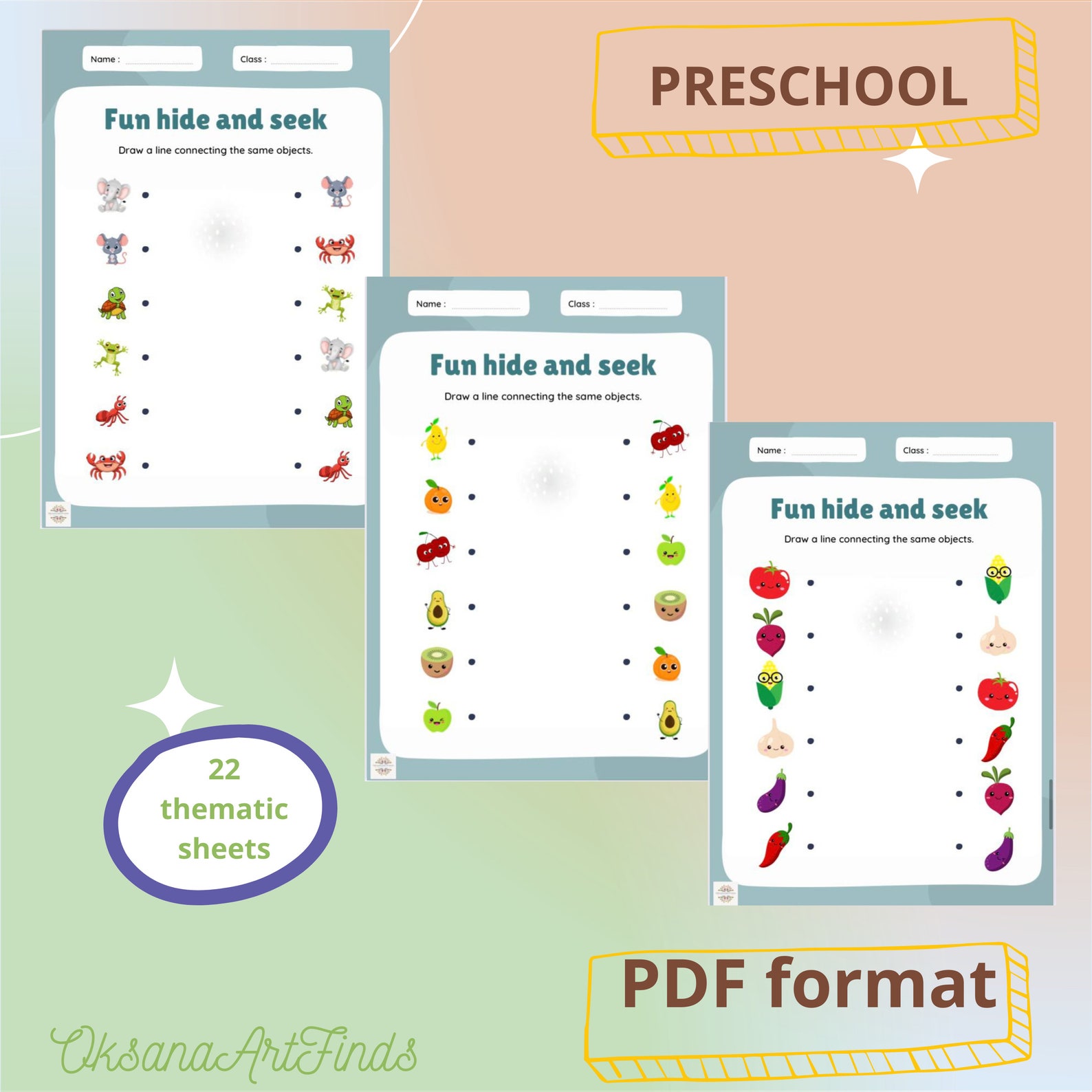 Printable Toddler Matching Worksheets - Preschool Learning Activity for ...