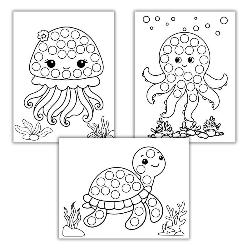 Ocean Animals Dot Marker Coloring Pages | Kids Printable Activity | PDF ...