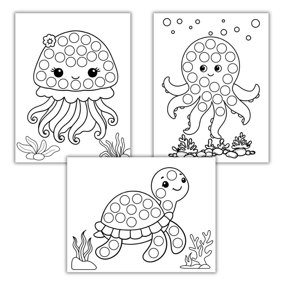 Ocean Animals Dot Marker Coloring Pages | Kids Printable Activity | PDF ...