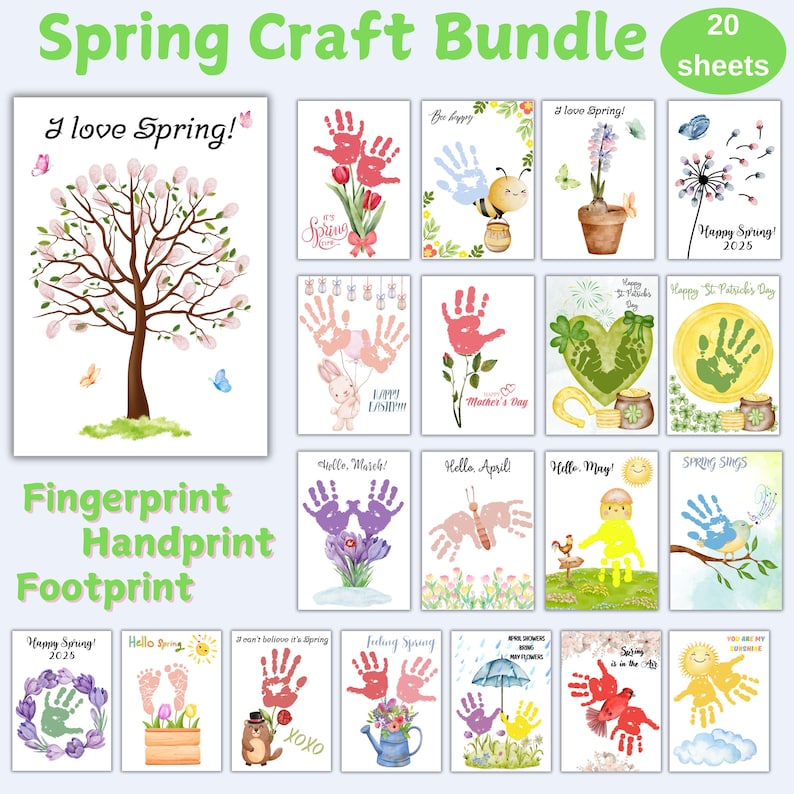 Spring Craft Bundle | Handprint, Footprint & Fingerprint Art | Kids ...