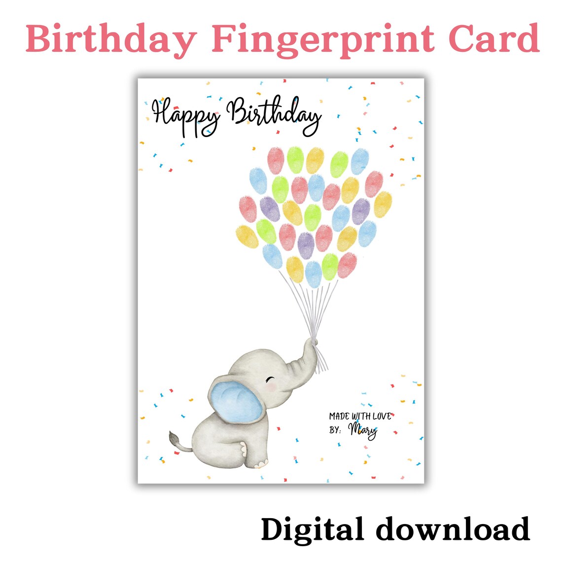 Fingerprint Birthday Card: DIY Balloon Keepsake (digital Download) - Etsy
