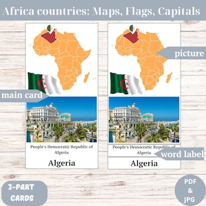 Africa Countries Flashcards: Maps, Flags, Capitals (PDF & JPG) - Etsy