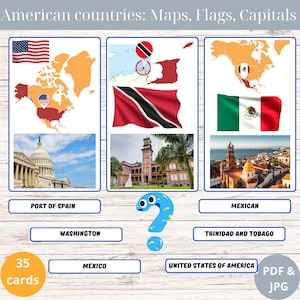 Countries of America Flashcards | Educational Materials With Maps ...