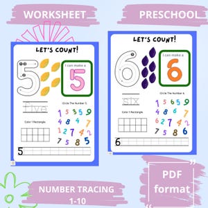 Preschool Number Practice 1-10 Worksheet for Kids Learning Counting ...