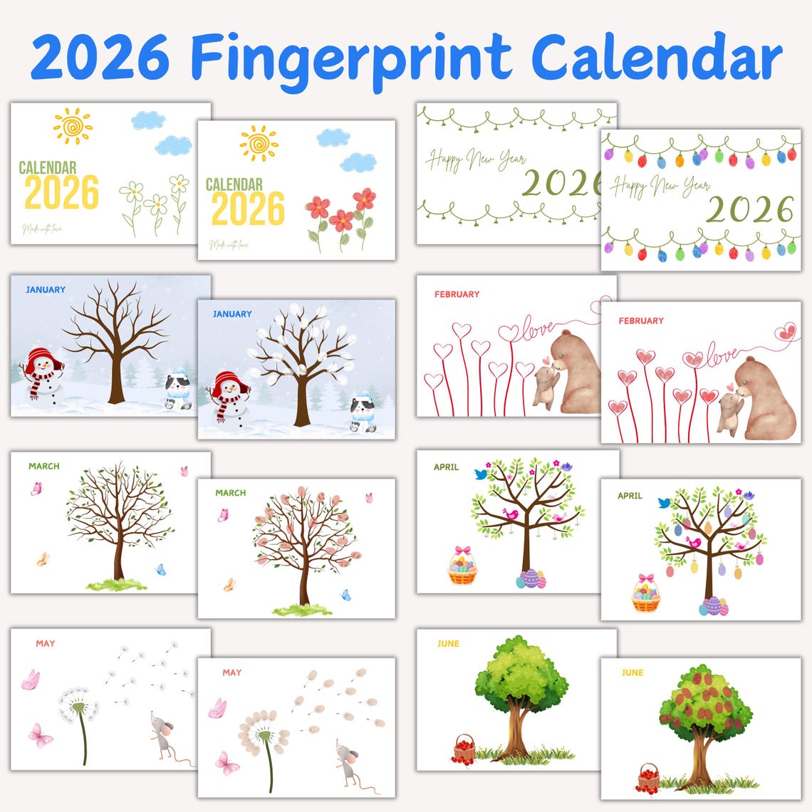 2026 Fingerprint Calendar DIY Craft: Kids Keepsake Gift (printable ...