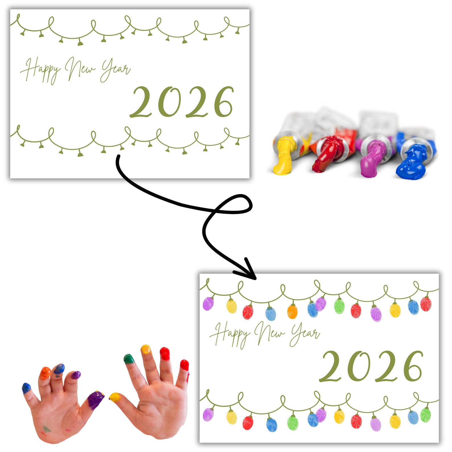 New Year Fingerprint Art | 2026 Keepsake, Preschool Activity (digital ...
