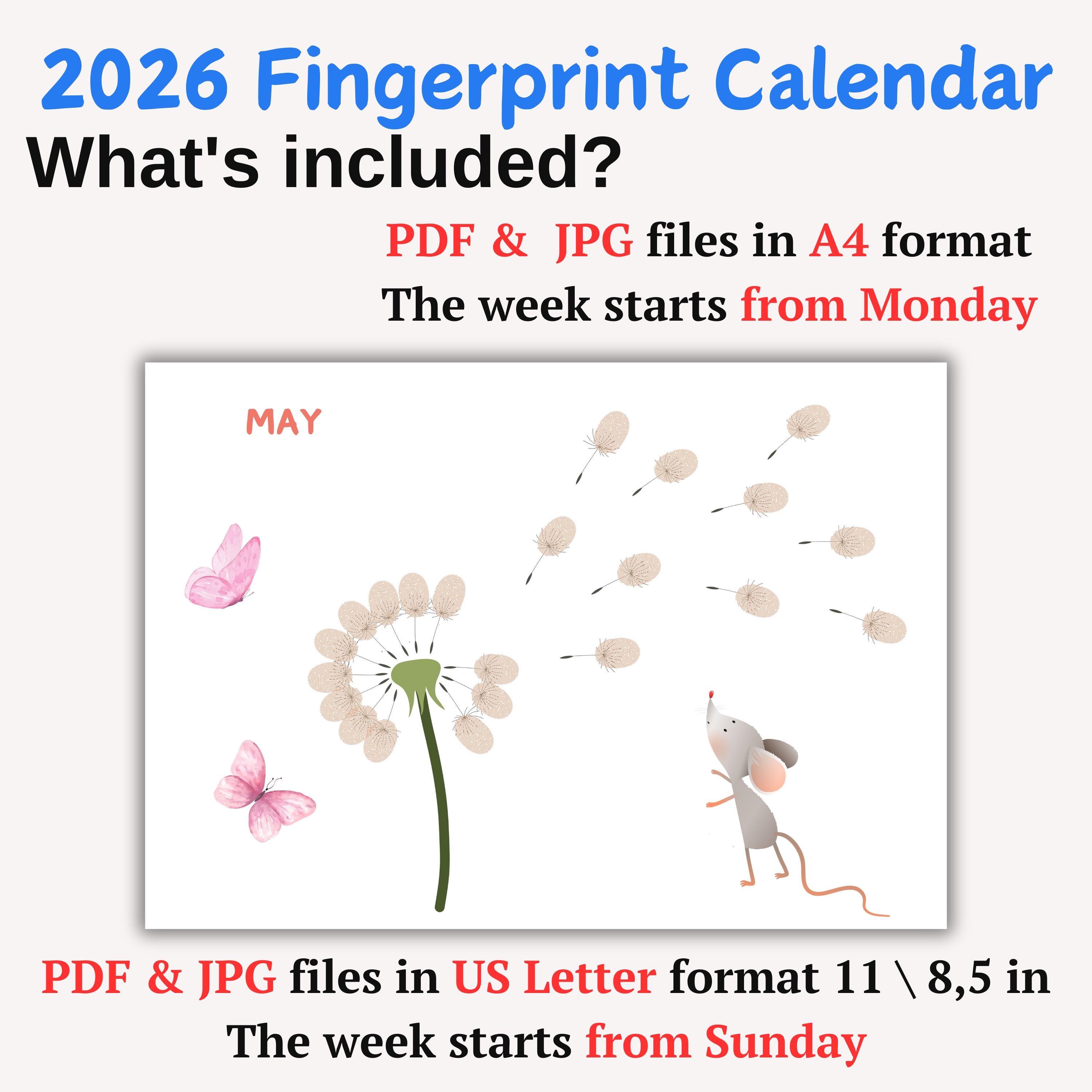 2026 Fingerprint Calendar DIY Craft: Kids Keepsake Gift (printable ...