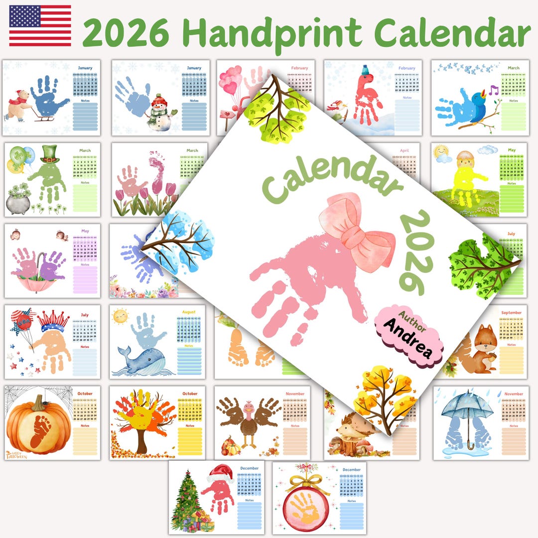 2026 Handprint Calendar | Handprint Art Craft | Printable Handprint ...