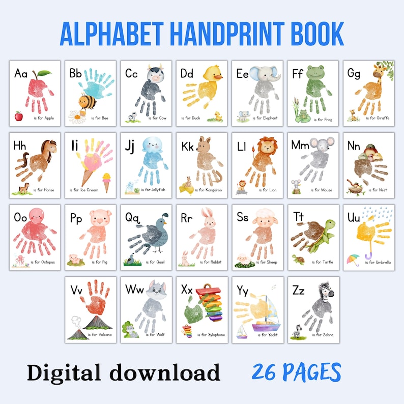 Handprint Alphabet Art Book: A-Z Kids Craft, Preschool Activity ...