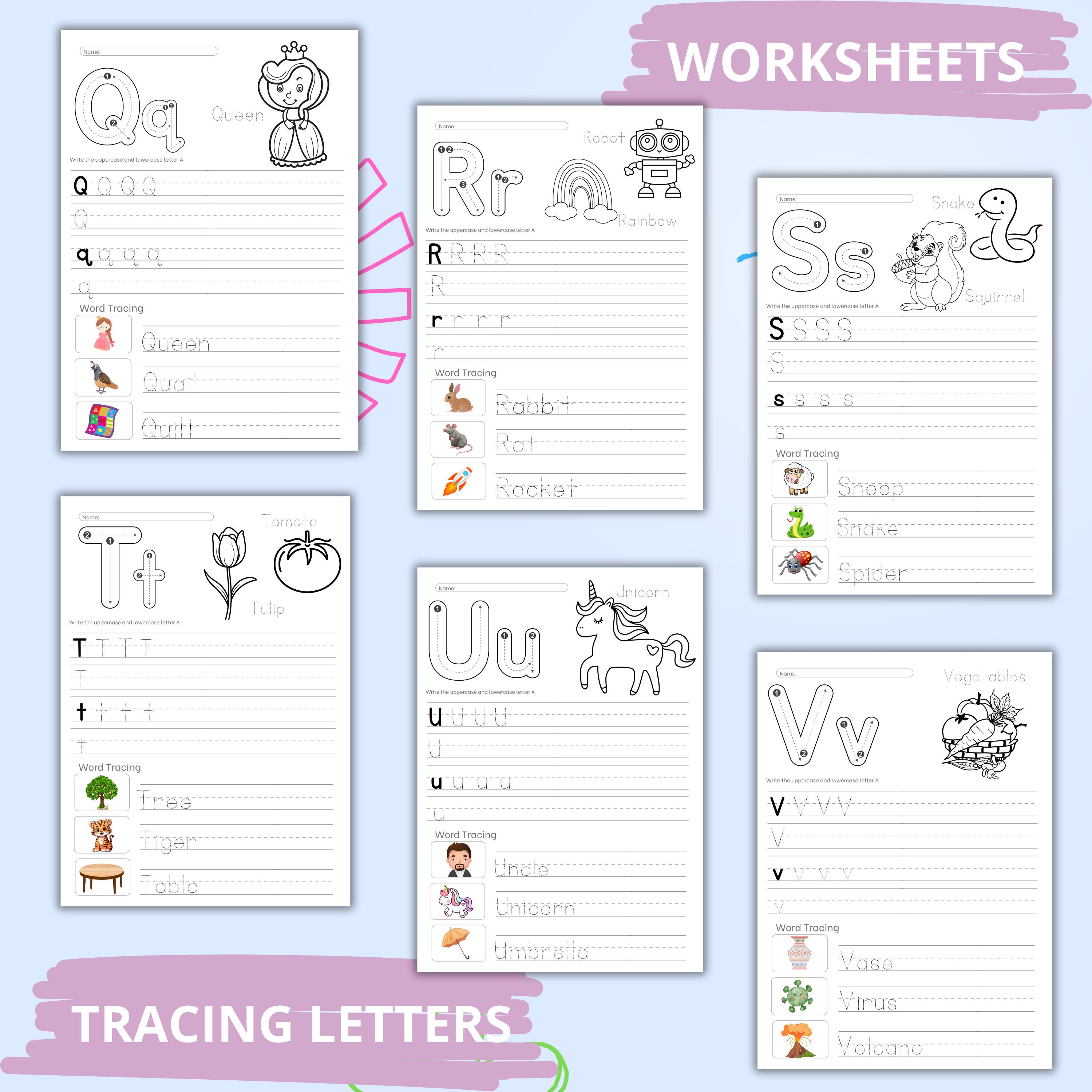 Alphabet Tracing Worksheets: A-Z Printable Letter Tracing (PDF & JPG ...