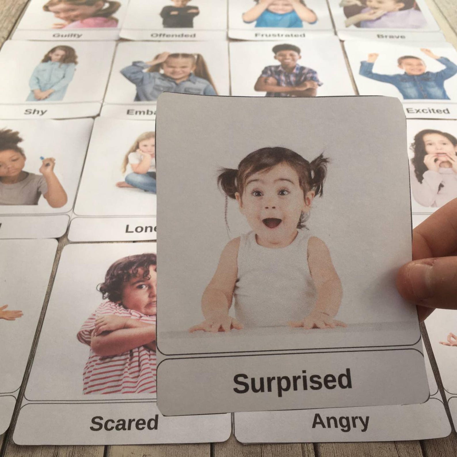 Emotion Flashcards for Kids Real Photo| Feelings Flash Cards | Social ...