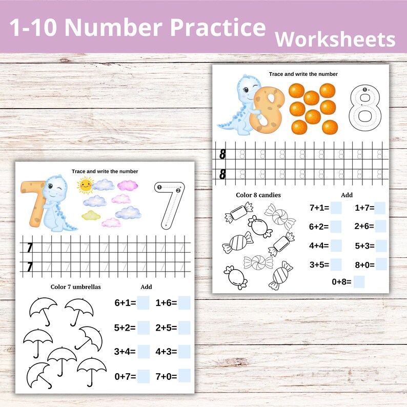 Maths Number Practice Worksheets 1-10: Learning Resources (PDF & JPG) - Etsy