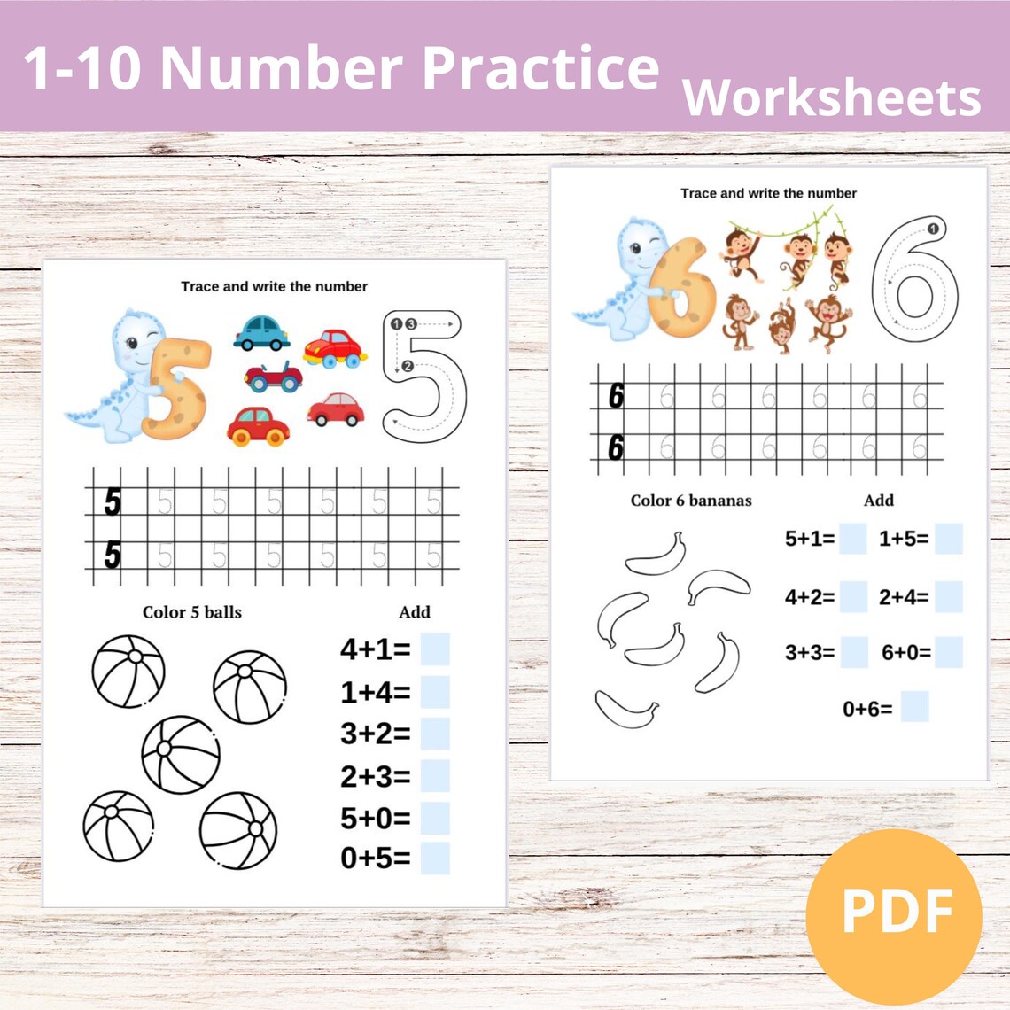 Worksheets Number Practice 1-10 Counting, Writing Kindergarten Addition ...