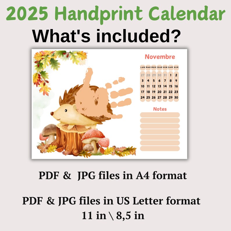 Calendar in French | 2025 Handprint Calendar | Handprint Art Craft ...