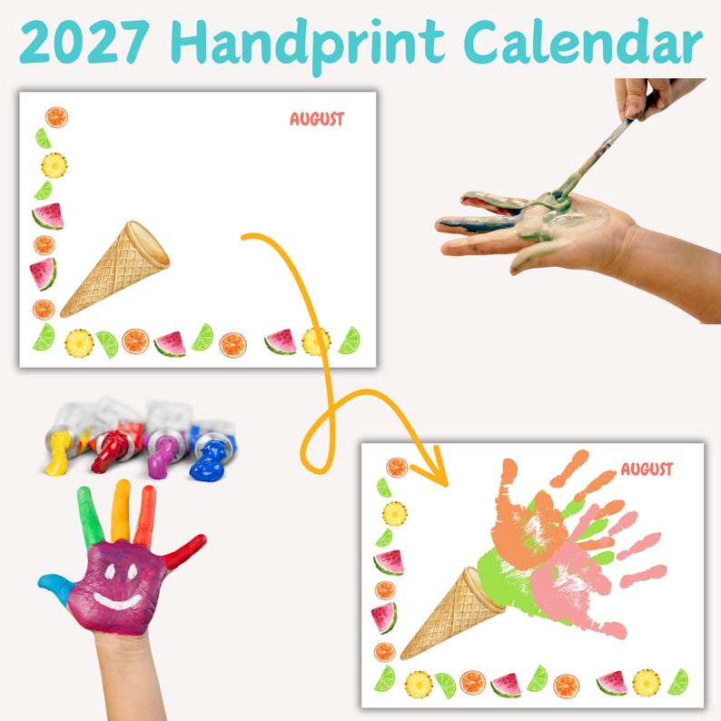 2027 Handprint Calendar | Handprint Craft Bundle | Memory Keepsake DIY ...