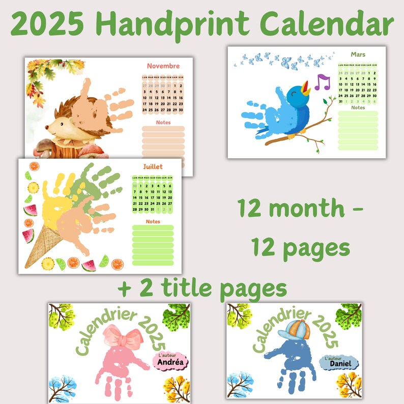 Calendar in French 2025 Handprint Calendar Handprint Art Craft Kids ...