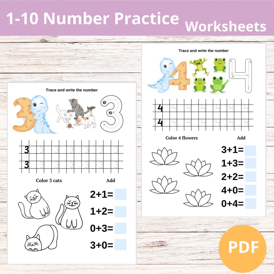 Worksheets Number Practice 1-10 Counting, Writing Kindergarten Addition ...