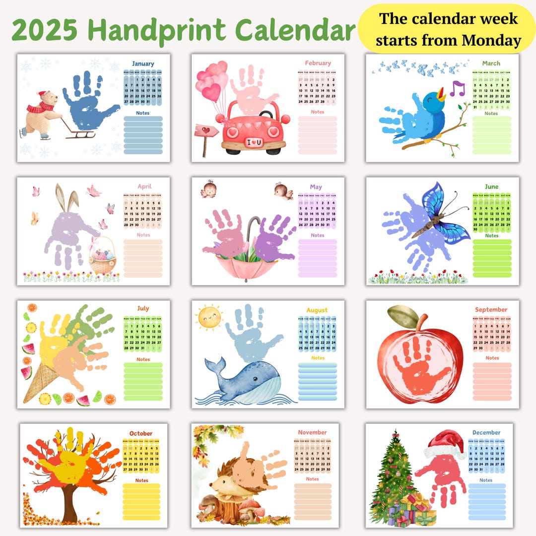 2025 Handprint Calendar Kids Craft Keepsake Unique Christmas Gift ...