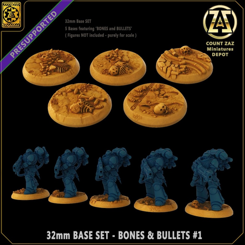 32mm BASE SET # 1 - Bones & Bullets - Etsy
