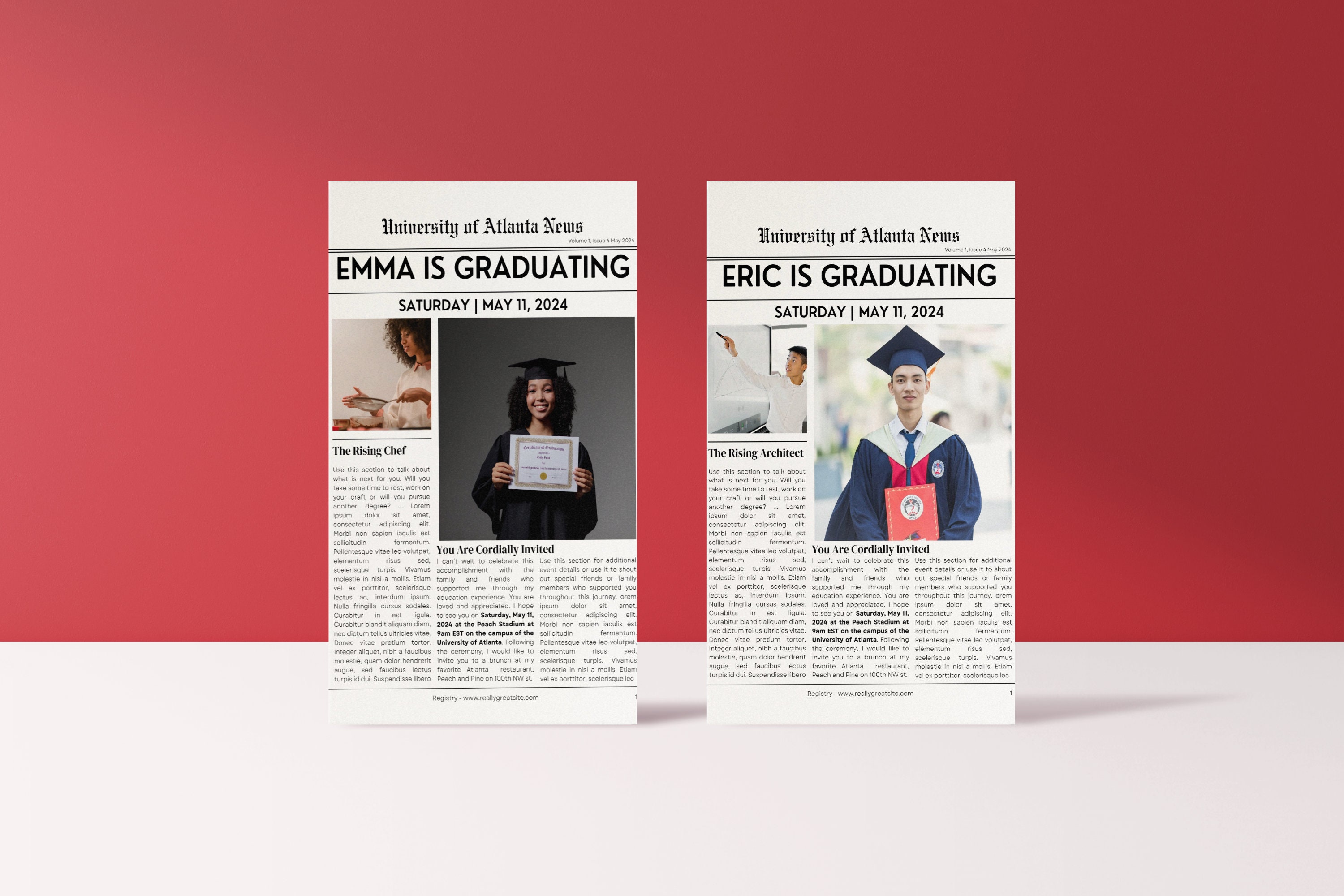Unique Graduation Invitation, 2024 Graduation Invitation, Newspaper ...