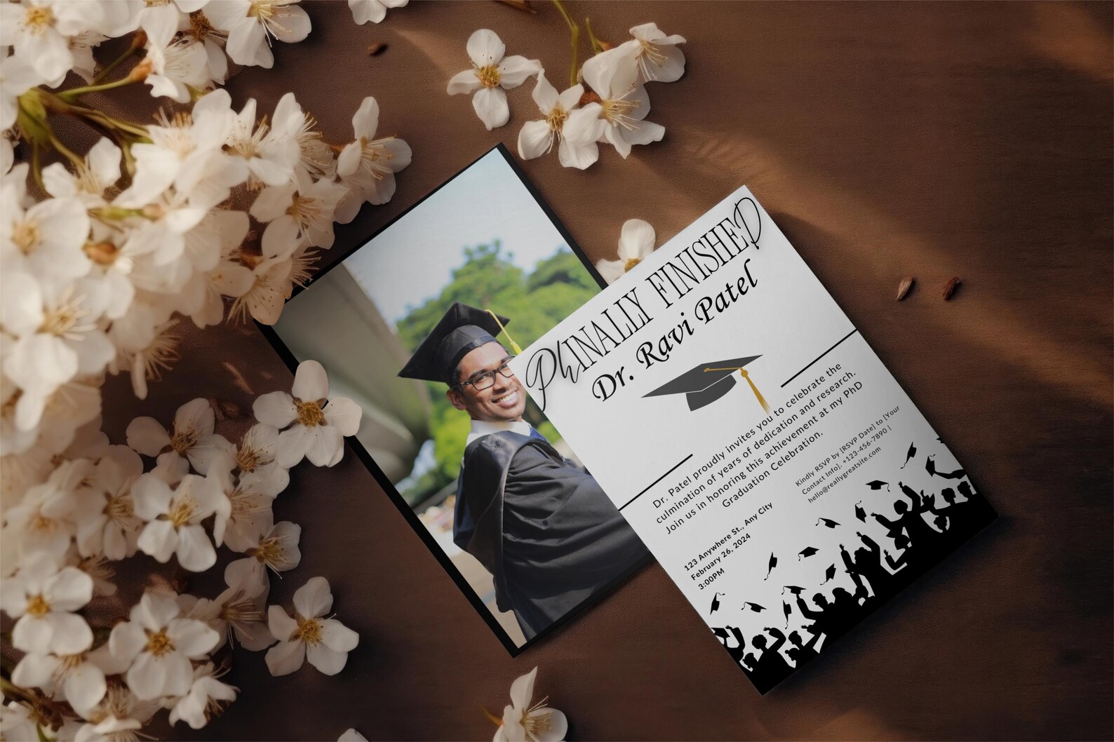 PHD Graduation Invite, Doctorate Graduation Flyer, PHD Graduate ...