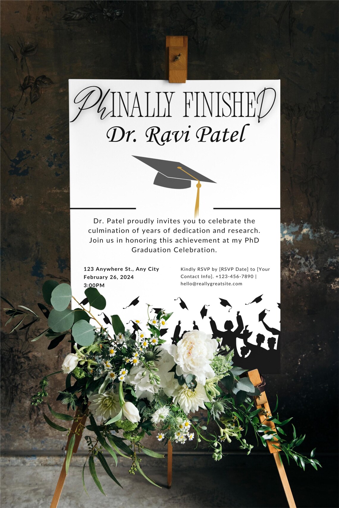 PHD Graduation Invite, Doctorate Graduation Flyer, PHD Graduate ...
