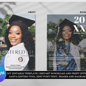 Mastered It Graduation Invite, Mastered It Graduation Flyer, Masters ...