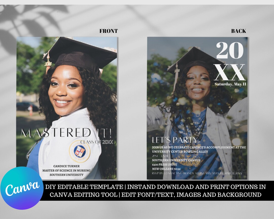 Mastered It Graduation Invite, Mastered It Graduation Flyer, Masters ...