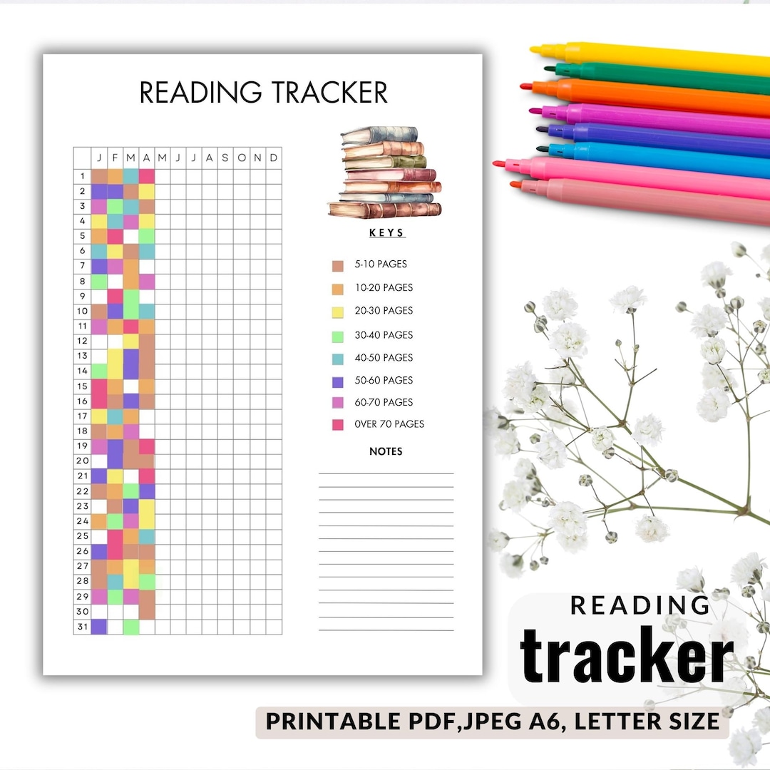 Reading Tracker Printable Journal Page Reading Log Instant Download ...