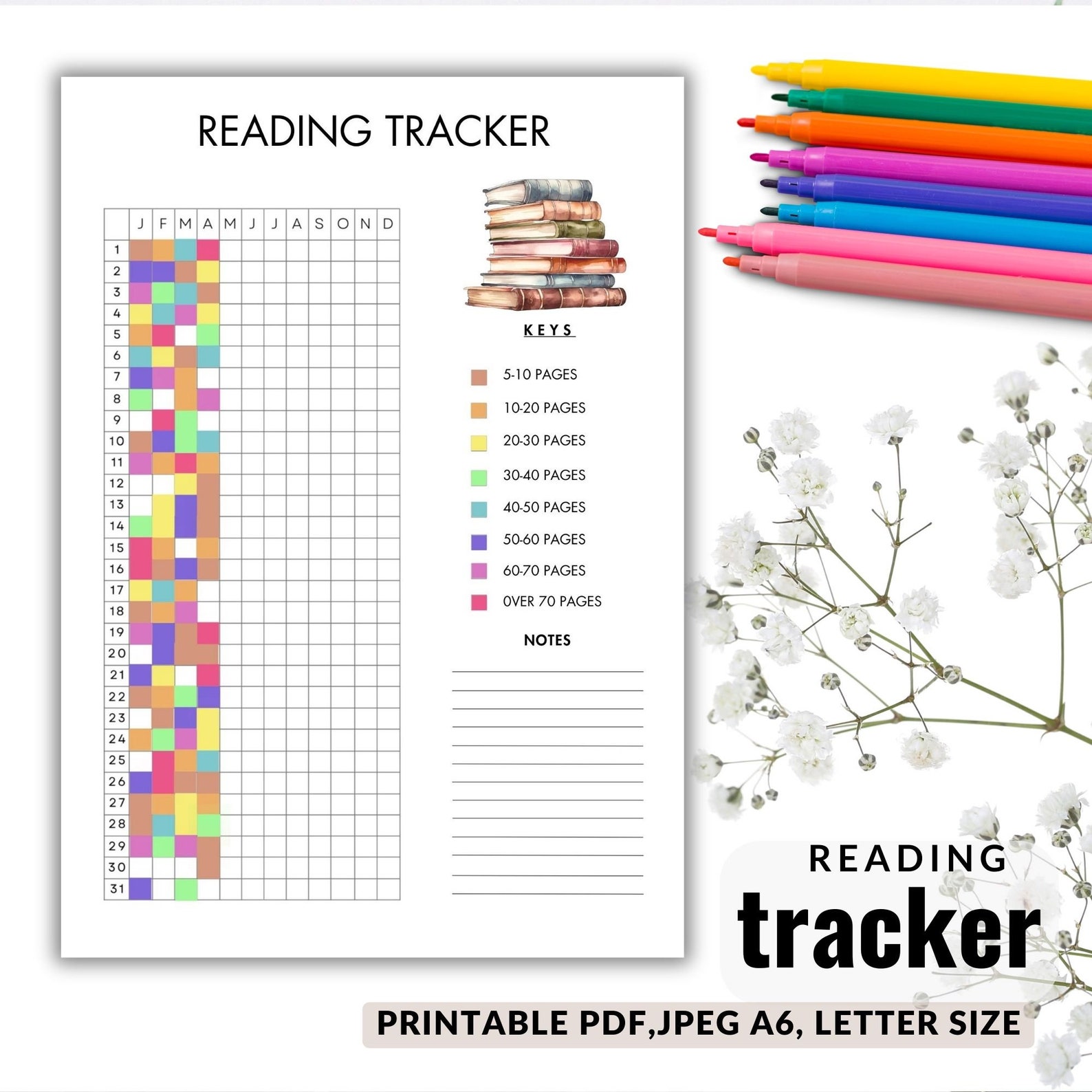Reading Tracker Printable Journal Page Reading Log Instant Download ...