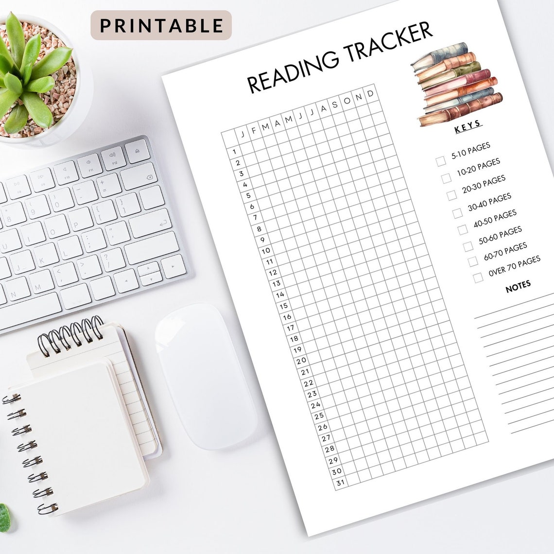 Reading Tracker Printable Journal Page Reading Log Instant Download ...