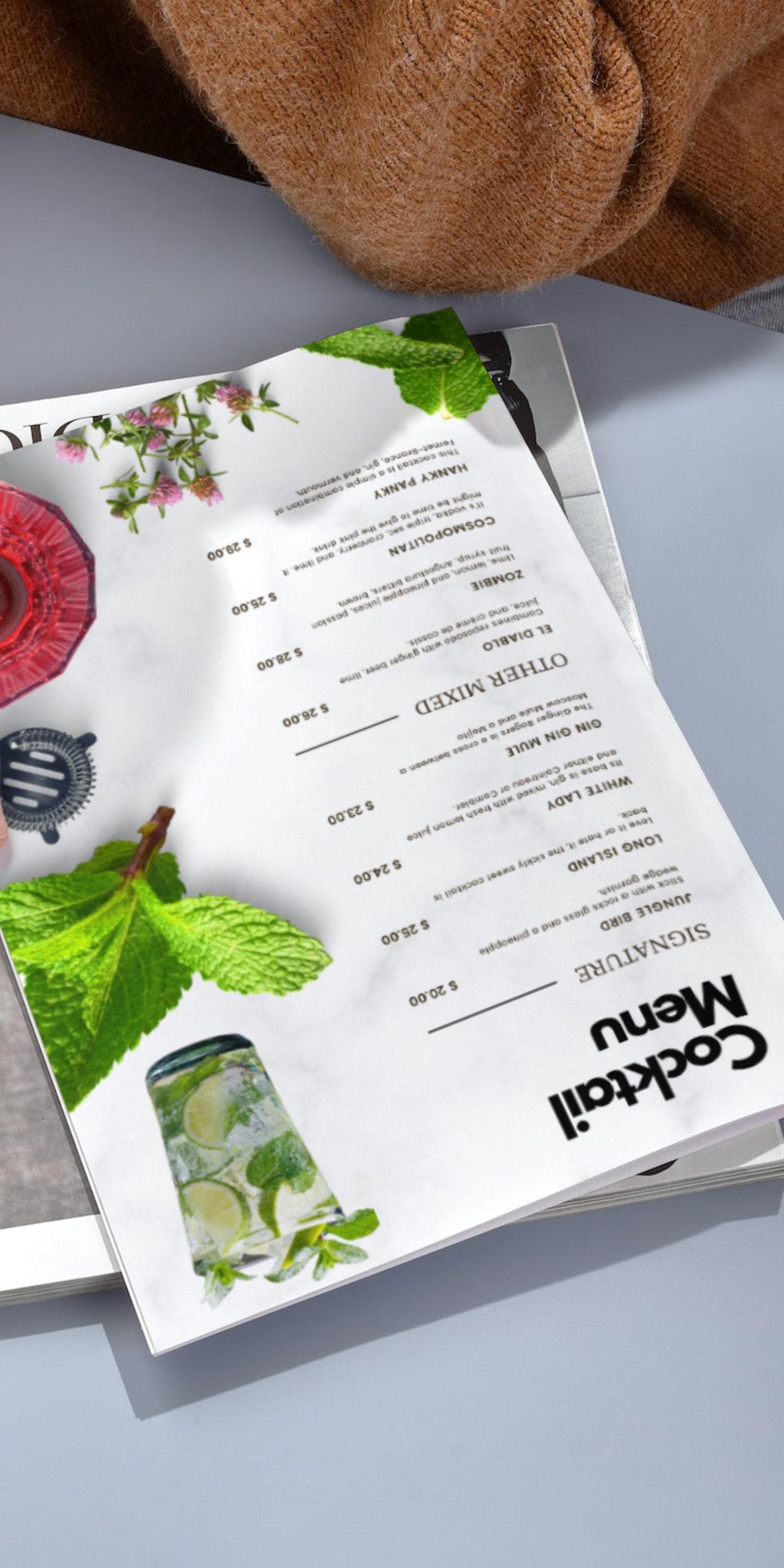 Cocktail Menu Template, Printable Drinks Menu, Printable Bar Menu ...