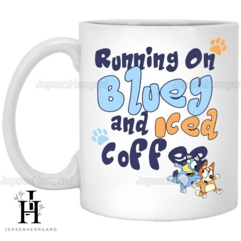 Running on Bluey and Iced Coffee Mug, Bluey Mug, Bluey Dad Tea Cup ...
