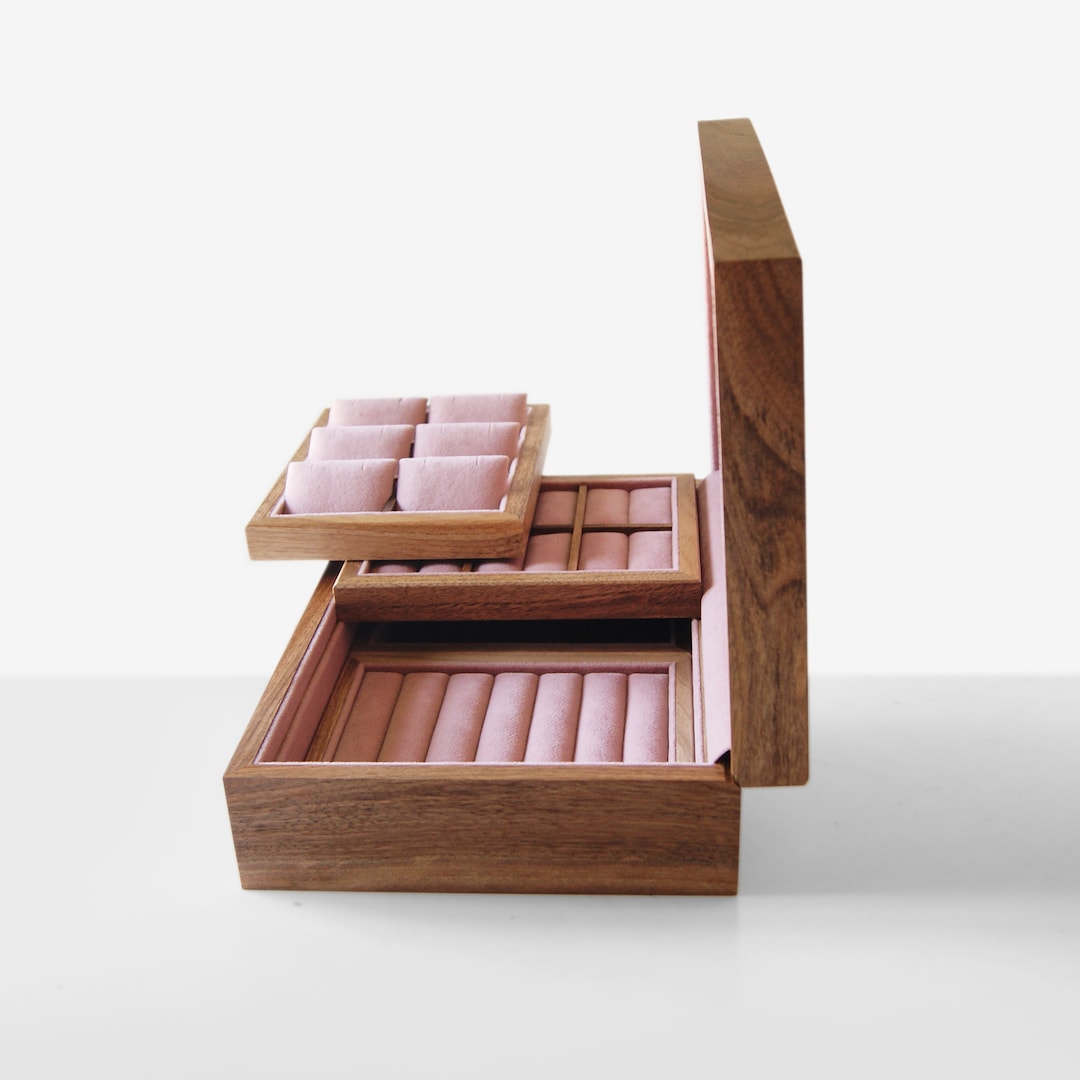 Wooden Jewelry Organizer Box, Big Storage Box, Natural Jewelry Holder ...