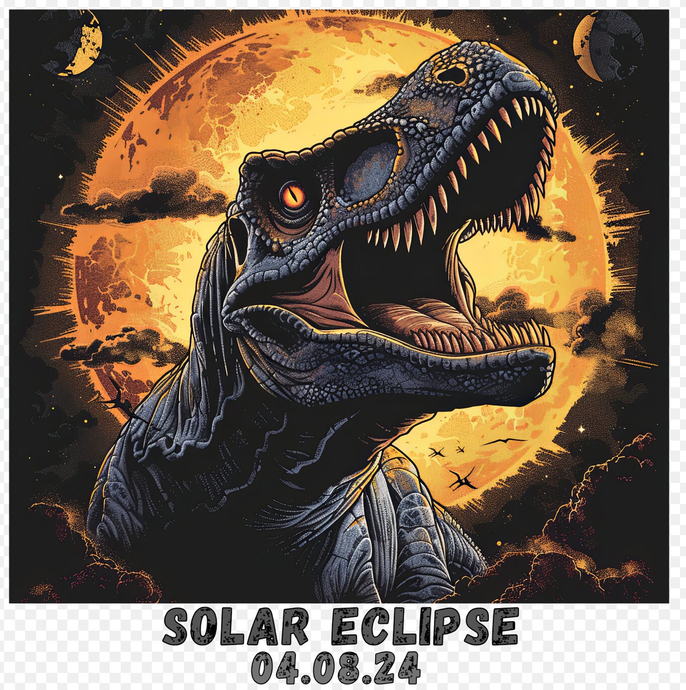 Solar Eclipse 2024 Dinosaur Clipart Set of 10 PNG High Quality Dinosaur ...