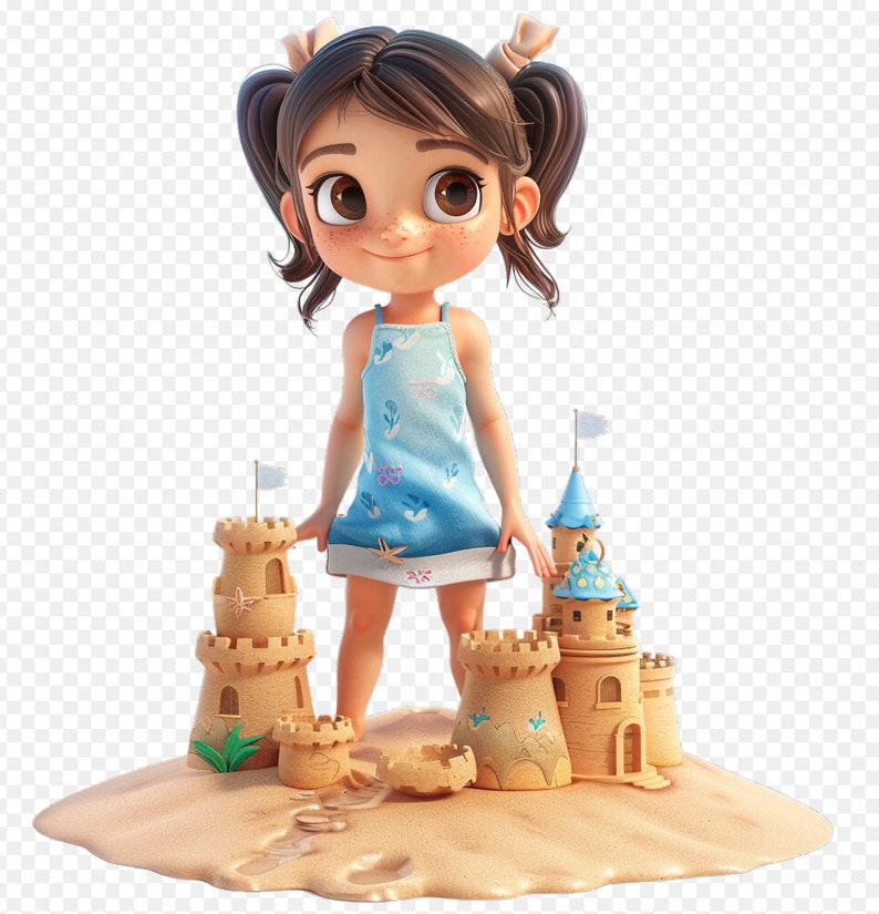 Girl Beach Summer Clipart Set of 10 PNG High Quality Cute Summer PNG ...