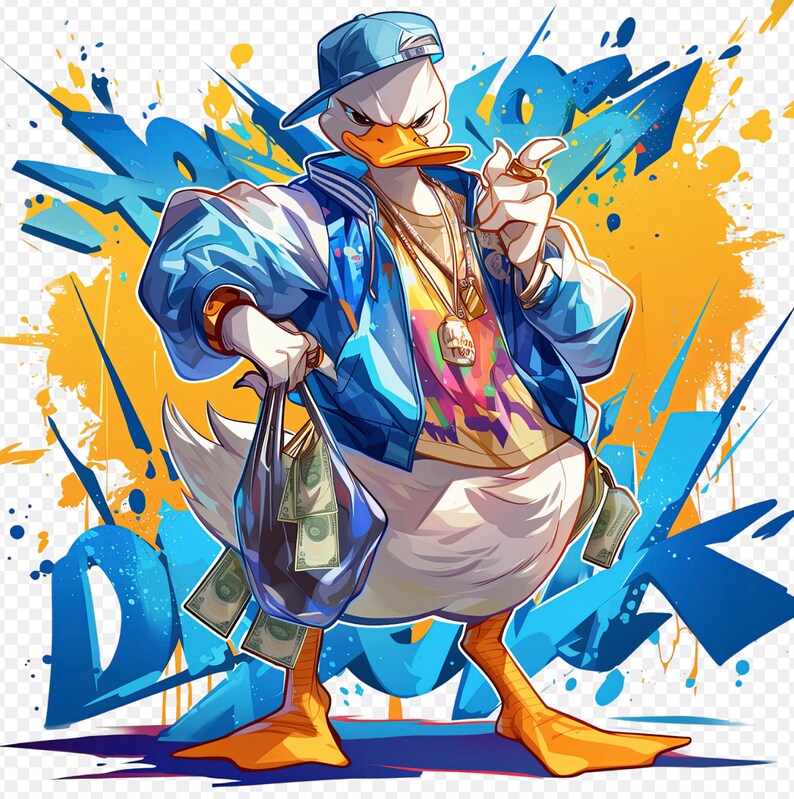 Graffiti Gangster Duck Hold a Money Set of 10 PNG Graffiti Hiphop Duck ...