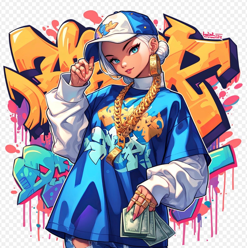 Girl Graduation Graffiti Hold a Money Set of 10 PNG Graffiti Hiphop ...