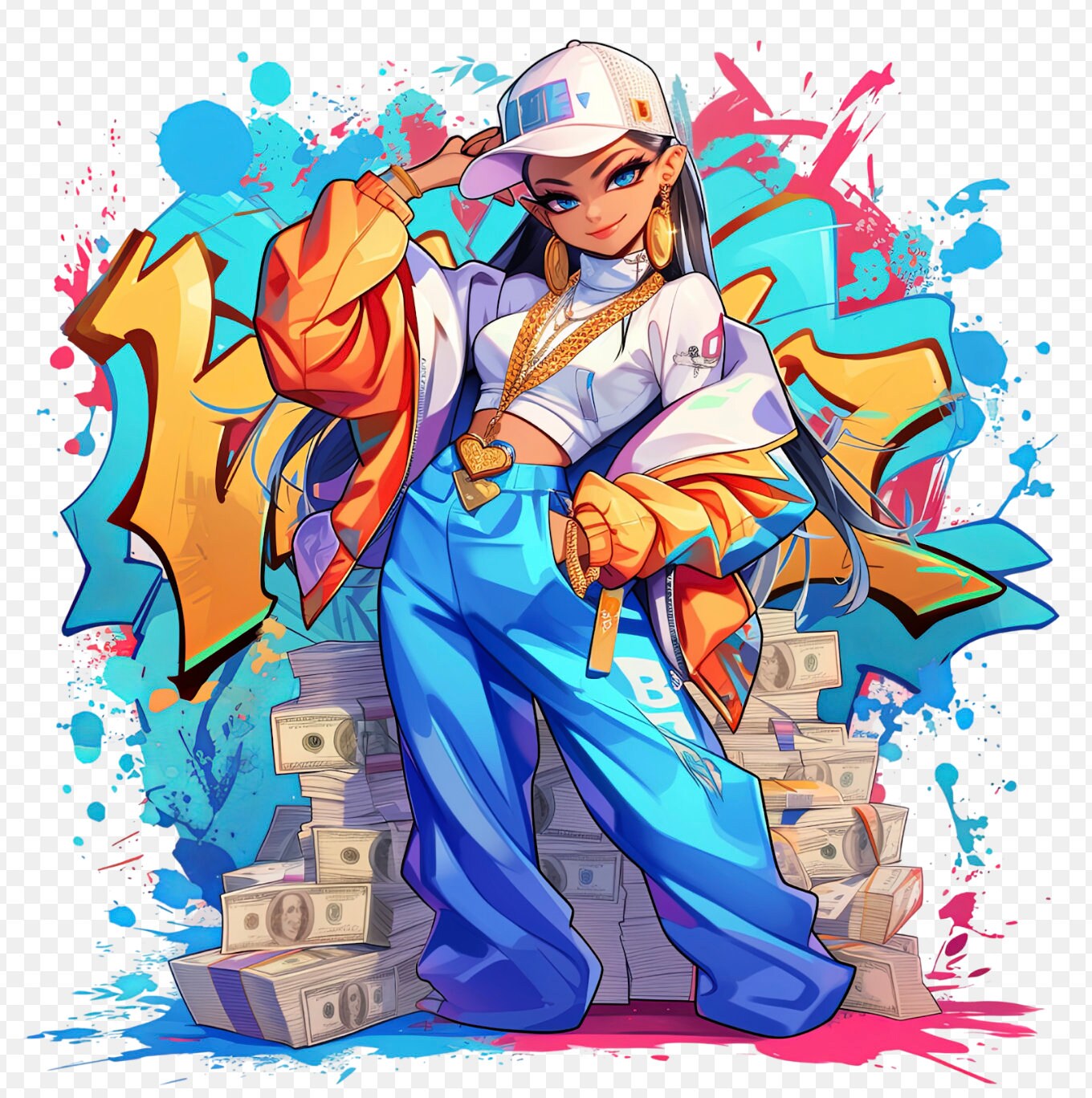 Girl Graduation Graffiti Hold a Money Set of 10 PNG Graffiti Hiphop ...