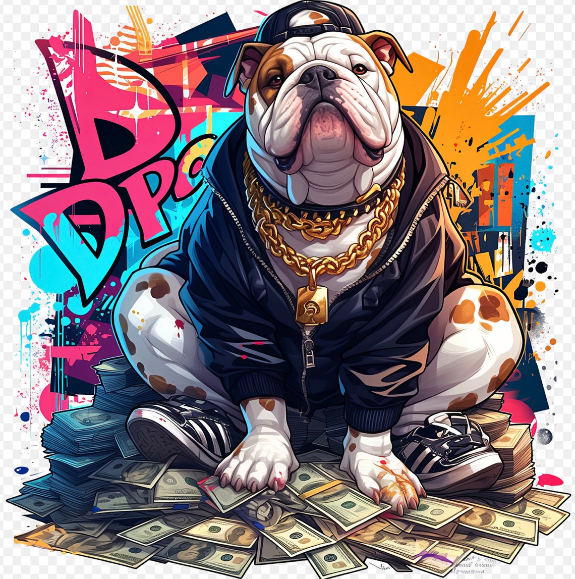 Graffiti Gangster Bulldog Hold a Money Set of 10 PNG Graffiti Hiphop ...