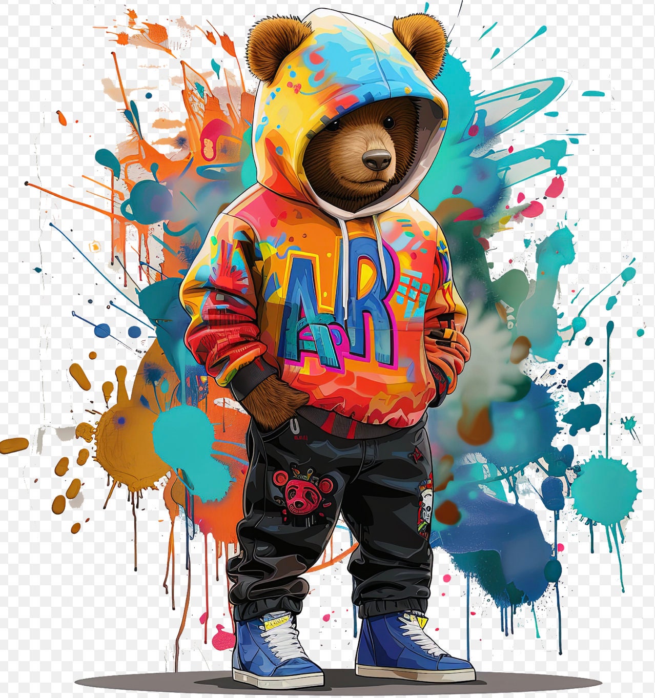 Teddy Bear Graffiti Set of 10 PNG High Quality Prints Sublimation ...