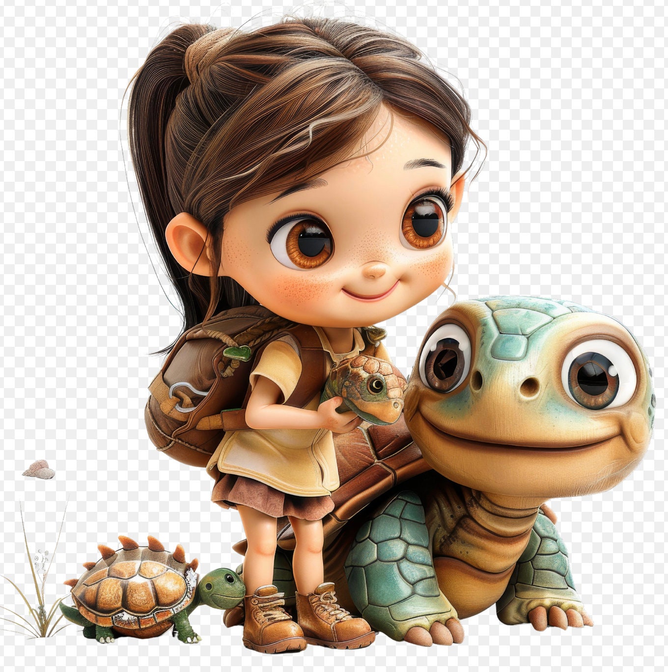 Baby Turtle and Girl PNG, Clipart Set of 10 PNG High Quality ,turtle ...