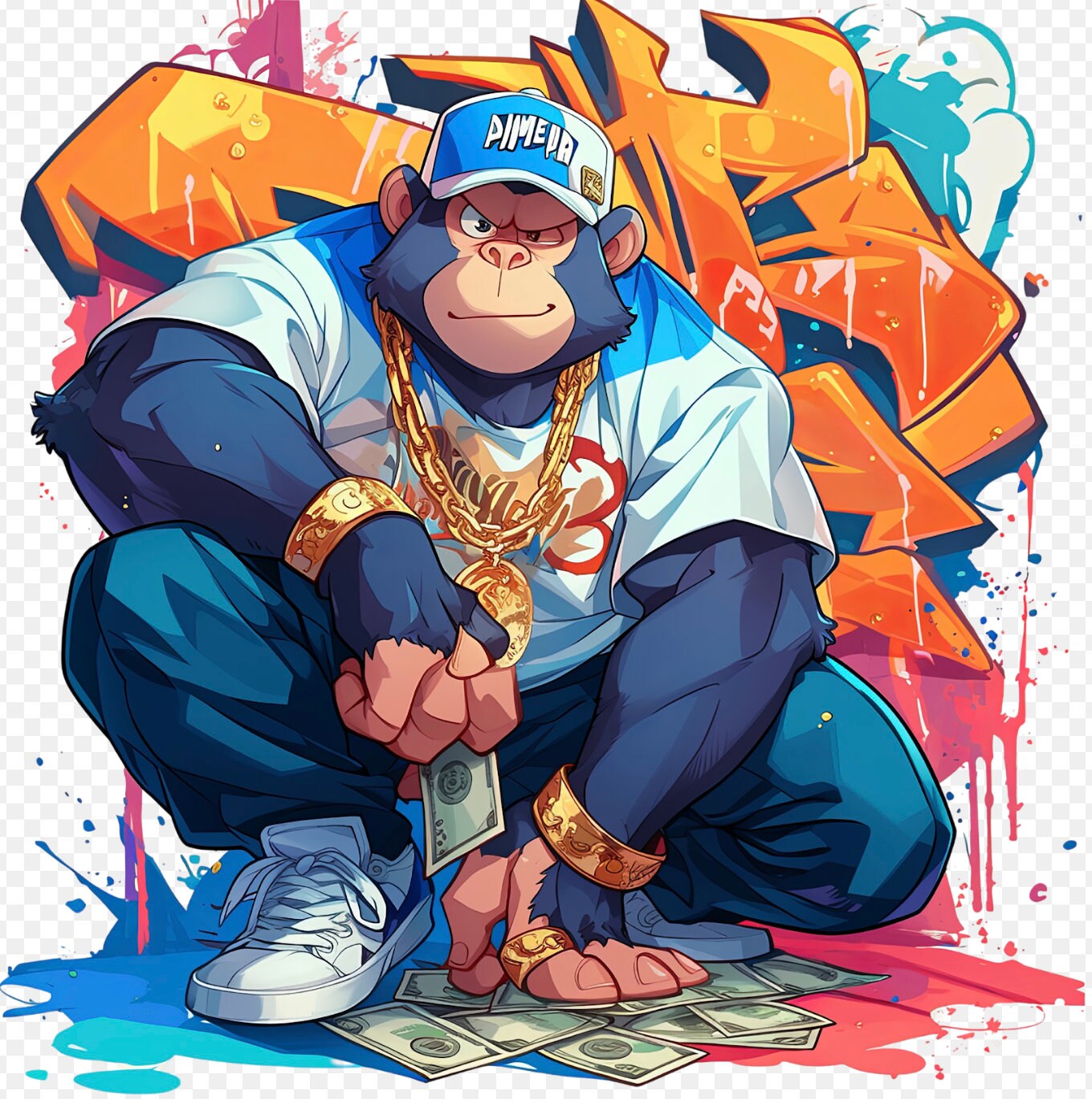 Gaming Monkey Graffiti Gangster Hold a Money Set of 10 PNG Graffiti ...